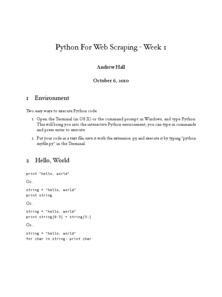 Python Week 1 PDF | PDF | String (Computer Science) | Python (Programming Language)