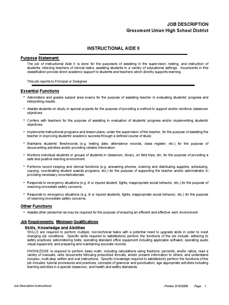 Instructional Aide II | PDF | Teachers | Test (Assessment)