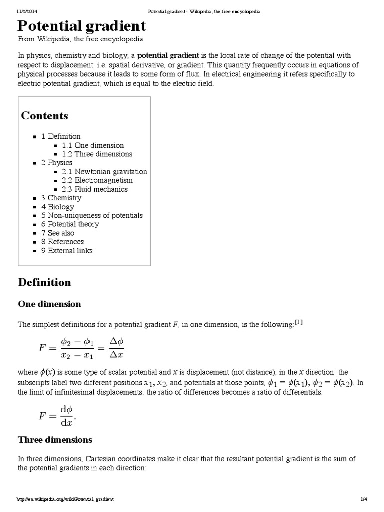 Potential Gradient - Wikipedia, The Free Encyclopedia | Field (Physics ...