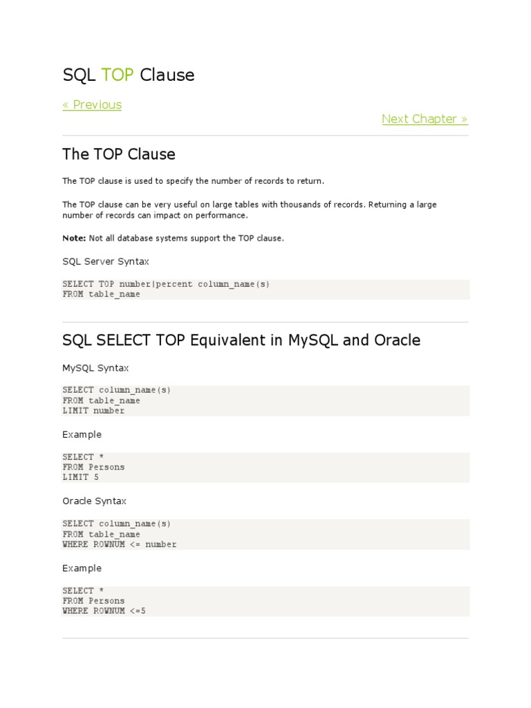 SQL Clause | PDF | Database Index | Sql