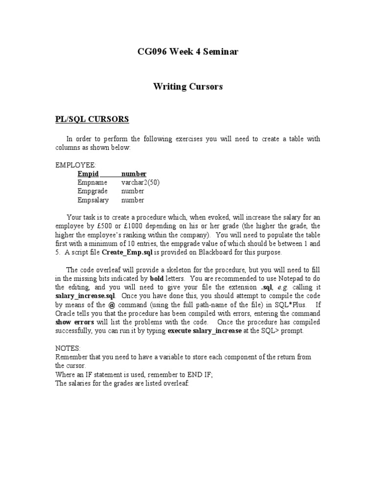 Cursors Seminar | PDF | Pl/Sql | Data Management Software