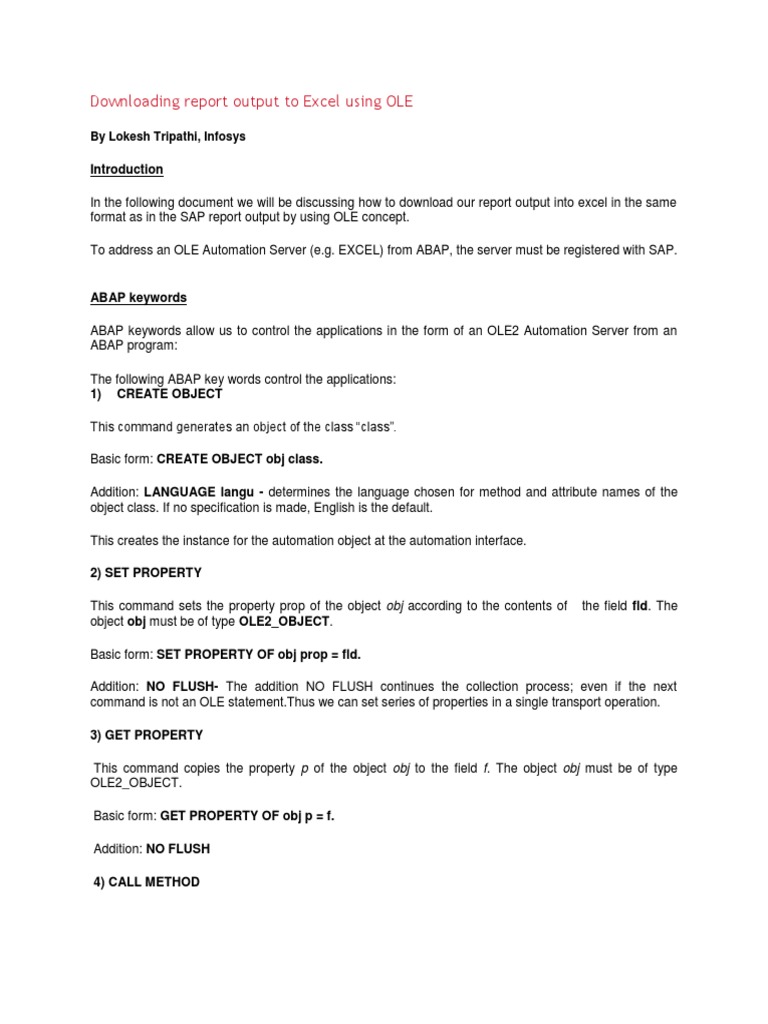 Downloading Report Output To Excel Using OL1 | PDF | Microsoft Excel | Parameter (Computer ...