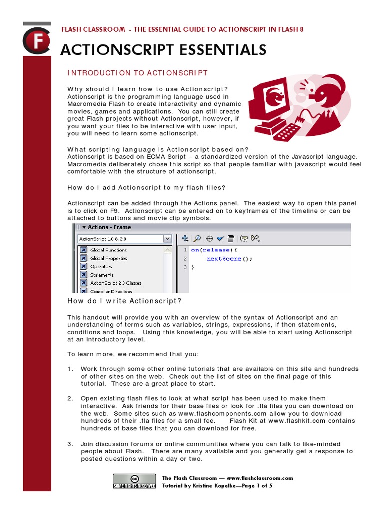 Action Script 1 Flash 8 Pdf Action Script Adobe Flash 6610