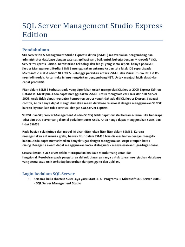 SQL Server Management Studio Express Guide | PDF | Career & Growth ...