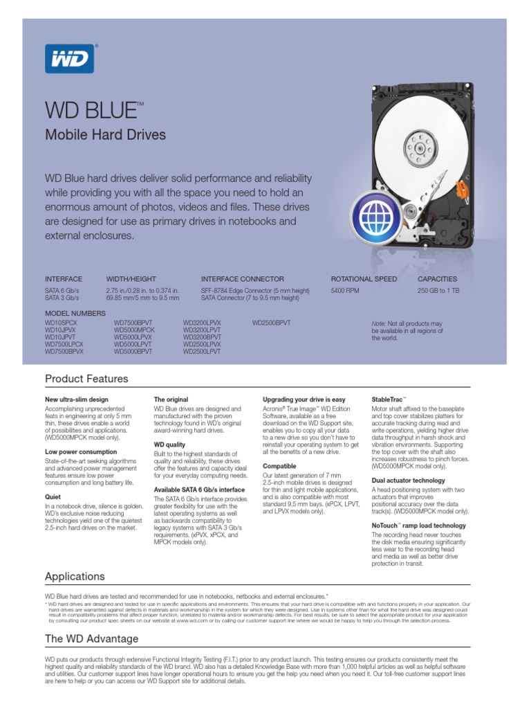 WD Blue: Mobile Hard Drives | PDF | Hard Disk Drive | Computer Hardware