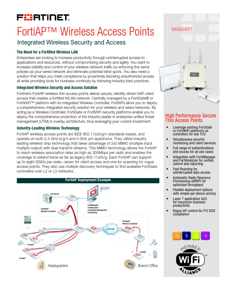 Fortinet FortiAP Datasheet | PDF | Wireless Lan | Wireless Access Point