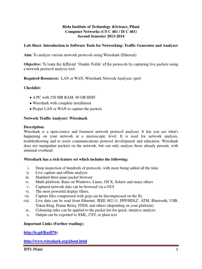 Wireshark Networking Lab Guide | PDF | Transmission Control Protocol ...