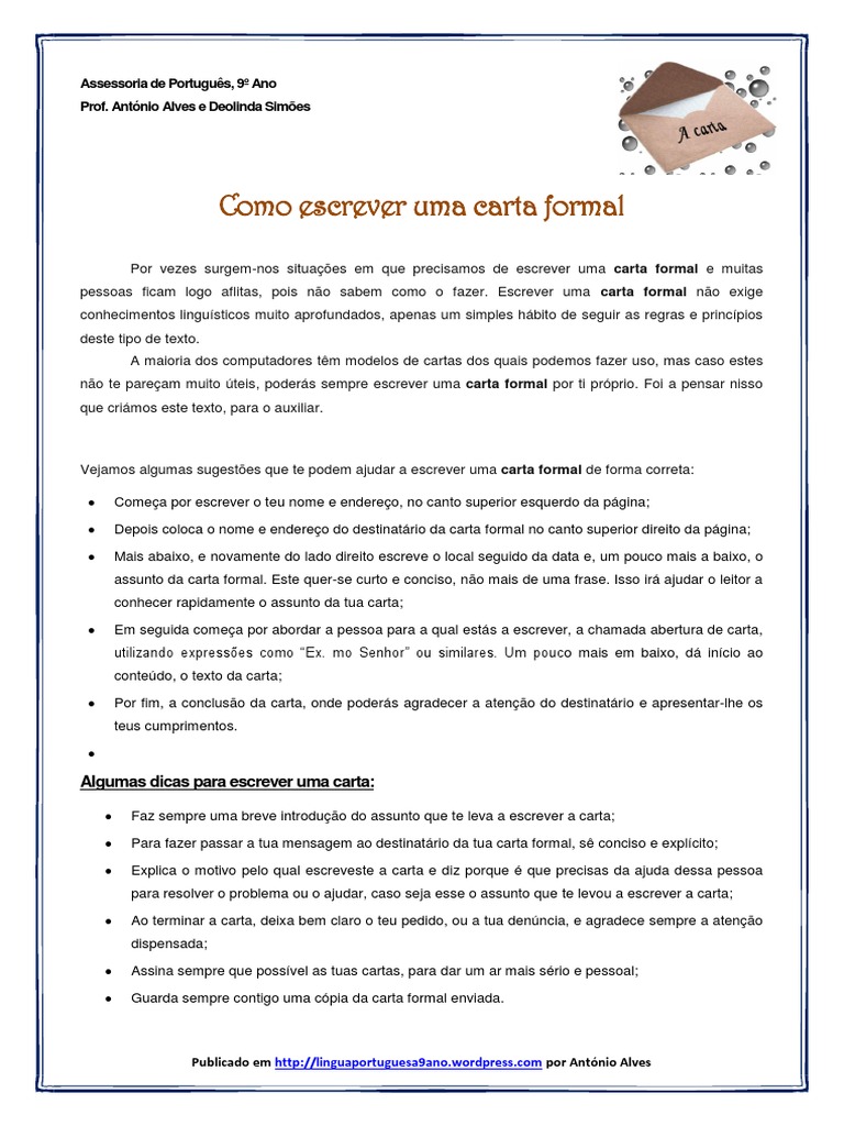 Como Escrever Carta Formal | PDF