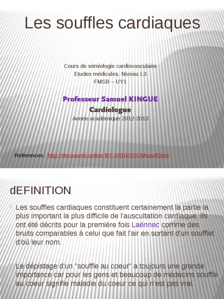 Cours L3 - Les Souffles Cardiaques - SK - 2012 | PDF | Cardiologie | Thorax