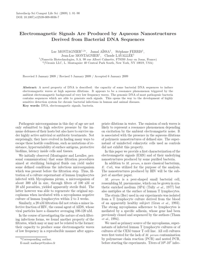 Electromagnetic Signals Are Produced by Aqueous Nano Structures Derived ...