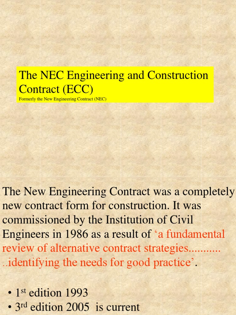 The NEC Engineering and Construction Contract (ECC) overview | PDF | Business | Government