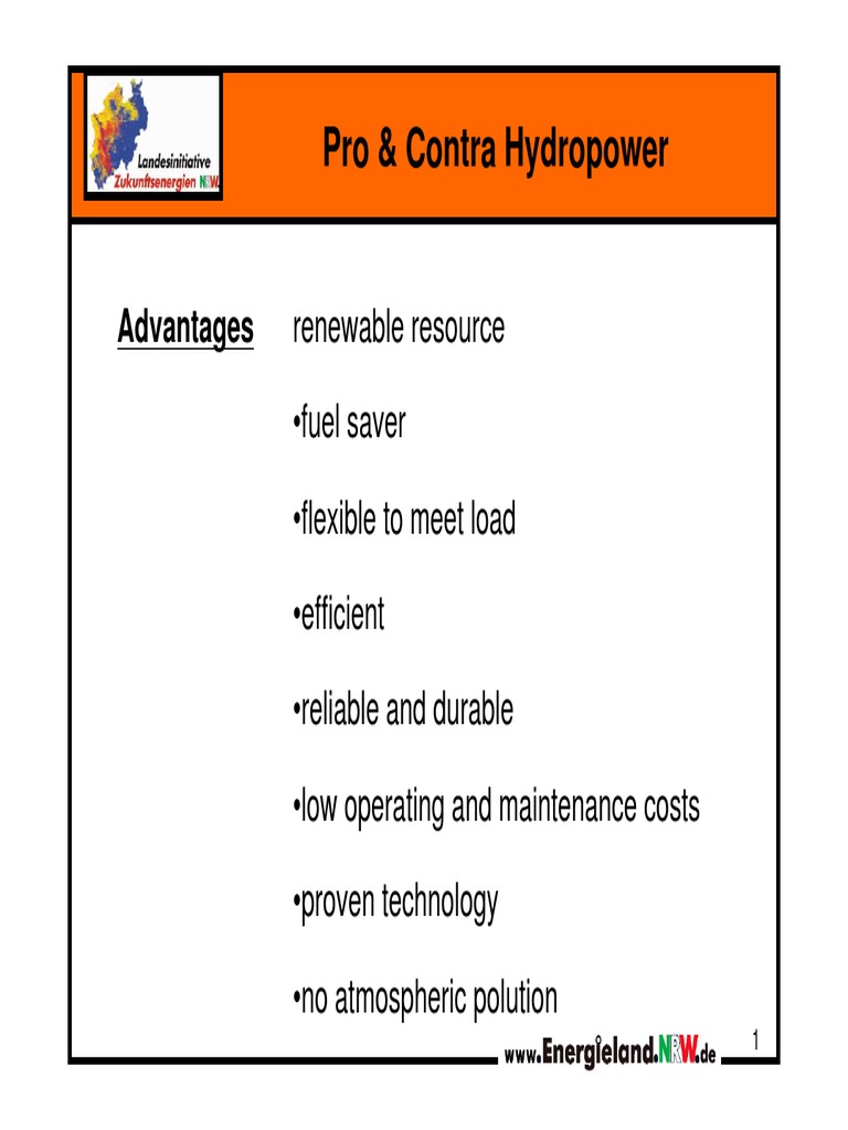 Pro & Contra Hydropower: Advantages | PDF | Hydroelectricity | Power ...