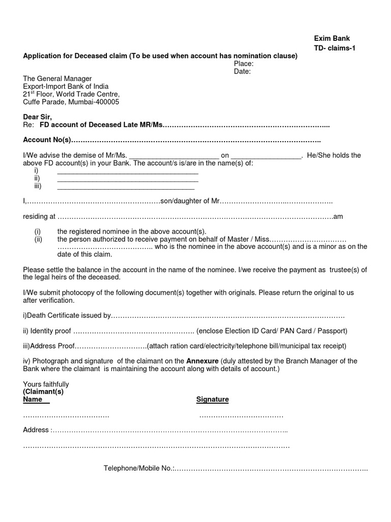 Exim Bank Claim Form | PDF | Government | Government Information