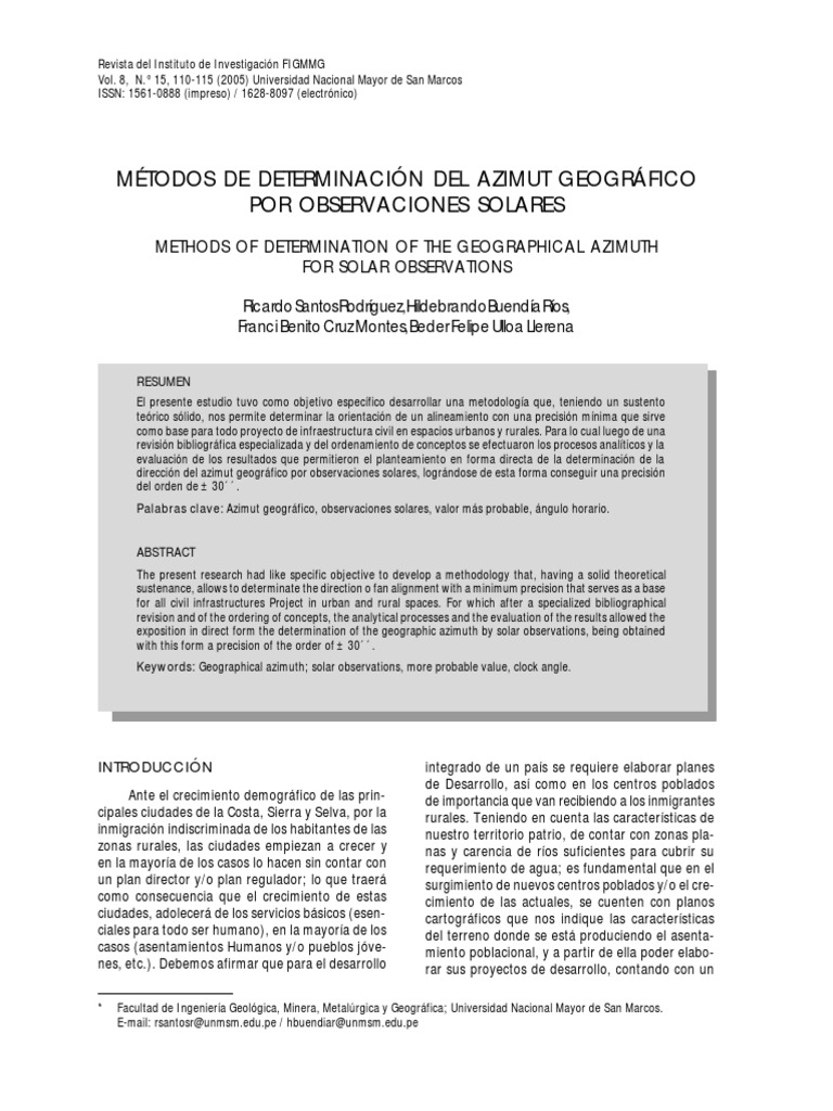 Azimut Geográfico por el Sol | PDF