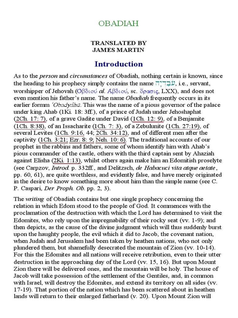 Obadiah's Prophecy Against Edom | PDF | Jeremiah | Hebrew Bible People