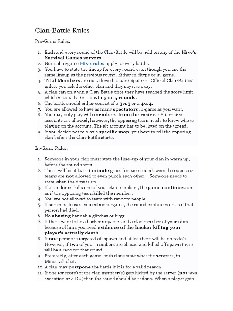 Clan-Battle Rules.pdf | Gaming | Video Games