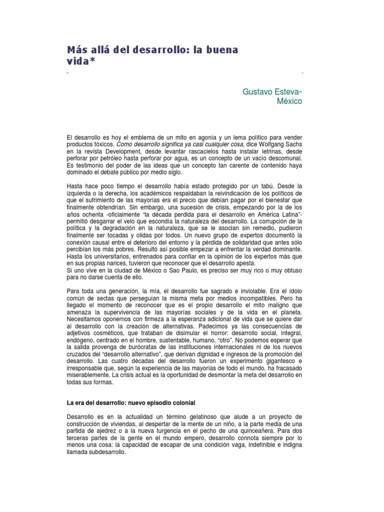 Gustavo Esteva, Más Allá Del Desarrollo... | PDF | México | Capitalismo