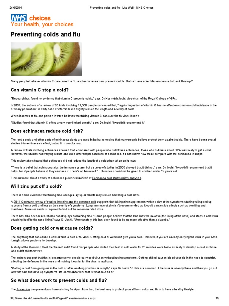 Preventing Colds and Flu | PDF | Common Cold | Influenza