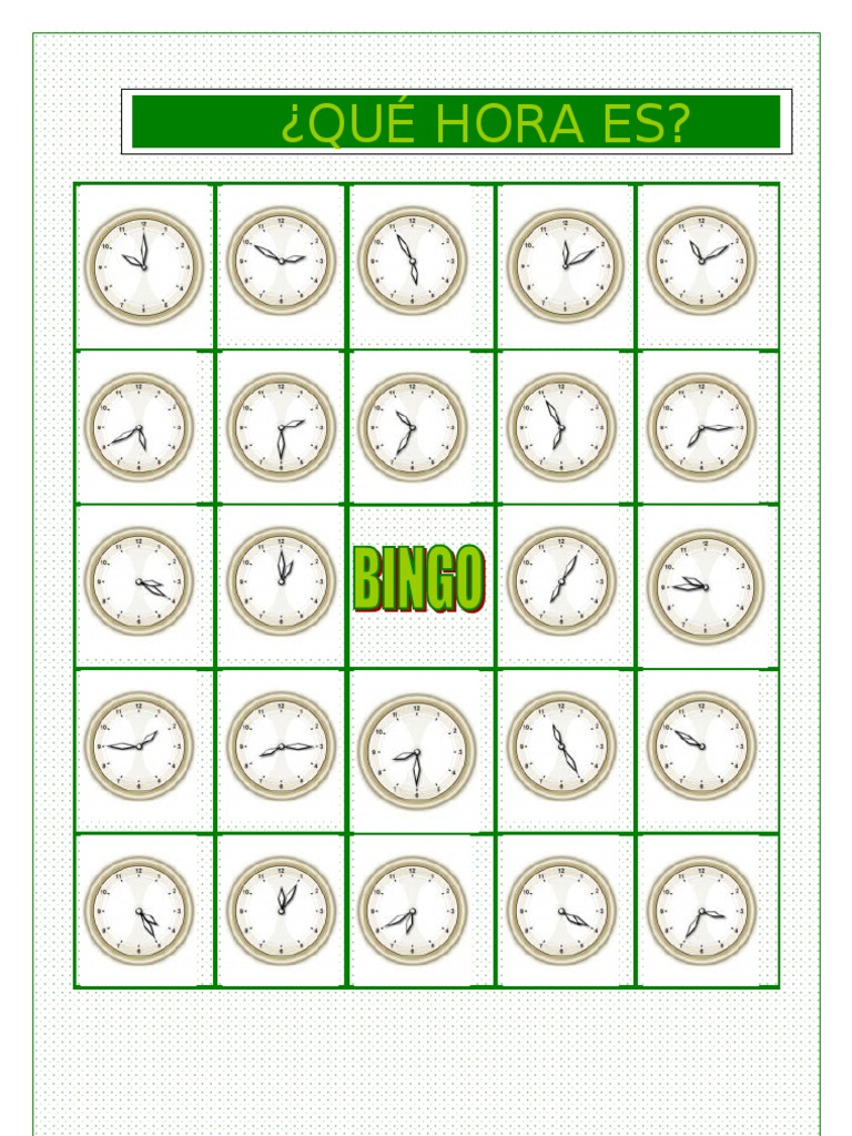 Bingo ¿ Qué Hora Es ? | PDF