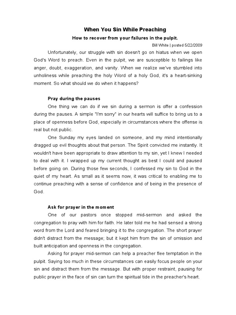 When You Sin While Preaching | PDF | Prayer | Sin