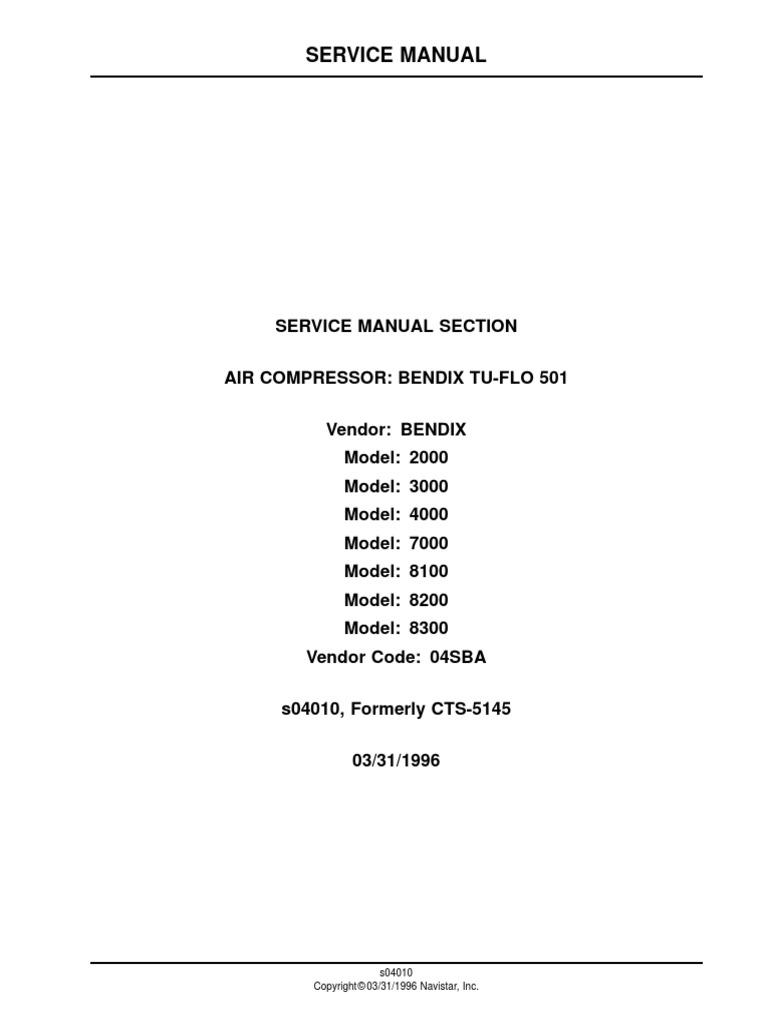 Air Compressor Bendix Tu-Flo 501 | PDF | Piston | Cylinder (Engine)