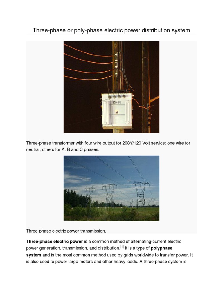 Three Phase Electric Power Distribution System | PDF | Electric Power ...
