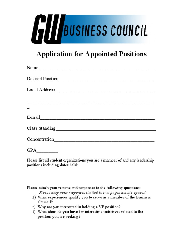 Appointed Positions Application Form | PDF | Career & Growth
