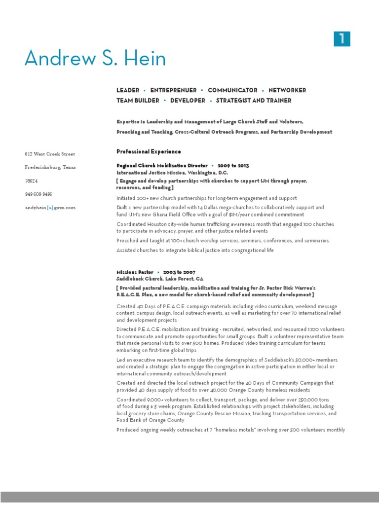Andrew Hein CV | PDF | Volunteering | Religious Education