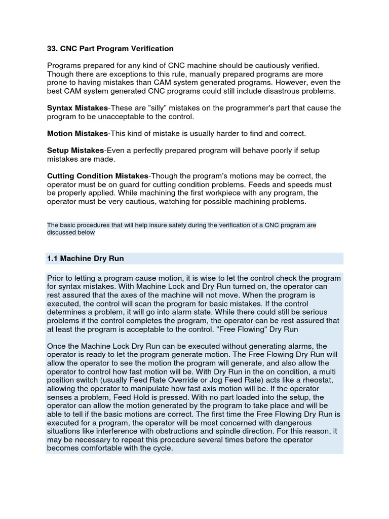 CNC Program Verification | PDF | Numerical Control | Machining