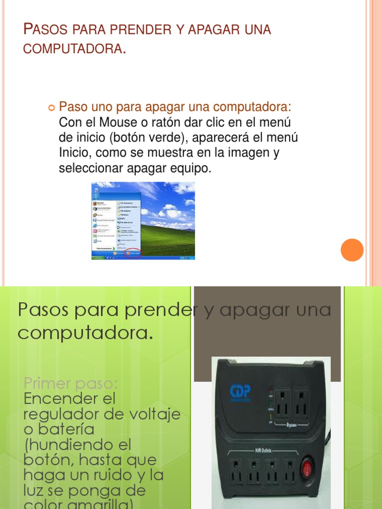 Pasos para Prender y Apagar Una Computadora | PDF | Juegos y actividades