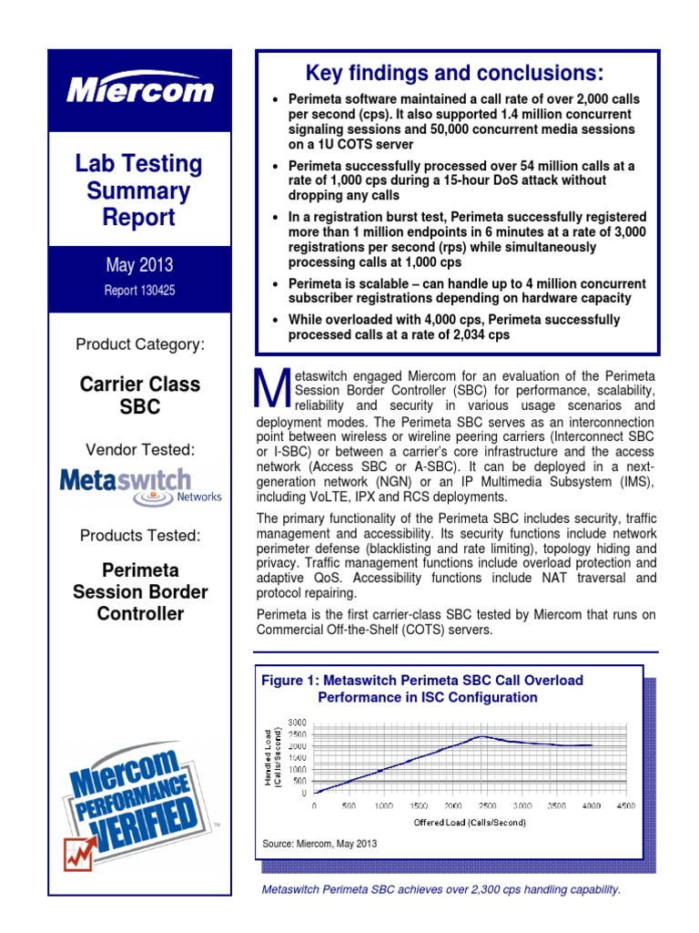Metaswitch Miercom Perimeta SBC Report | PDF | Denial Of Service Attack ...
