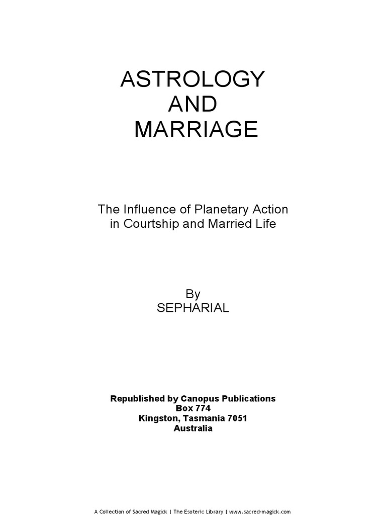 Sepharial - Astrology and Marriage | PDF | Planets In Astrology ...