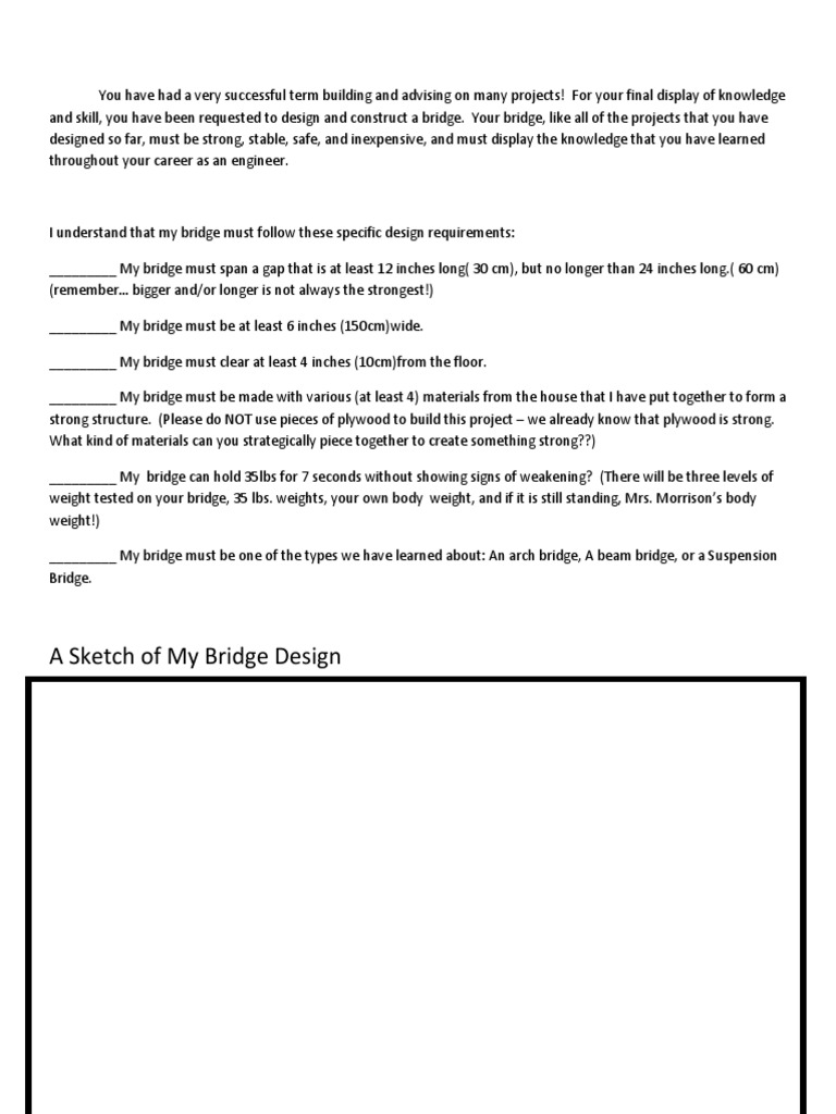 Bridge Project Assignment | PDF | Bridge | Beam (Structure)