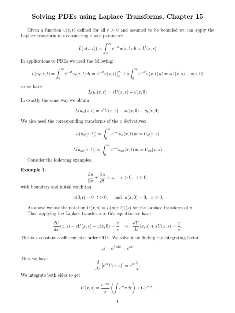 c15 Laplace Trans Pdes | PDF | Ordinary Differential Equation | Laplace ...