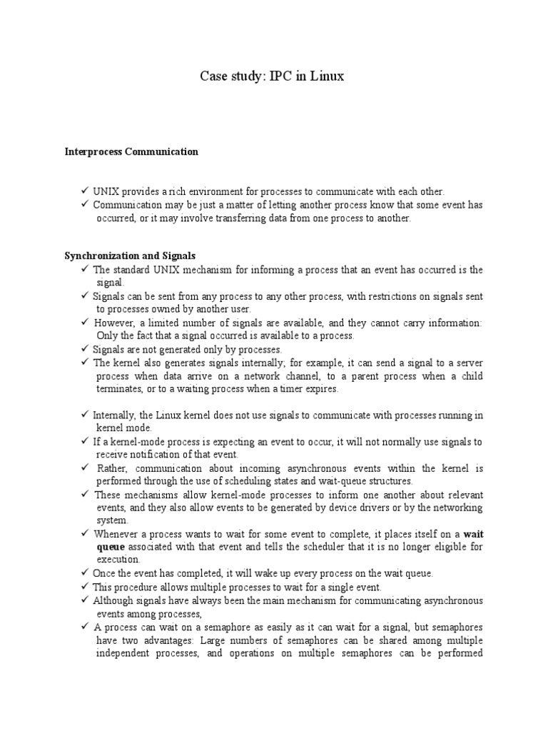 Case Study IPC in Linux | PDF | Unix | Computer Engineering