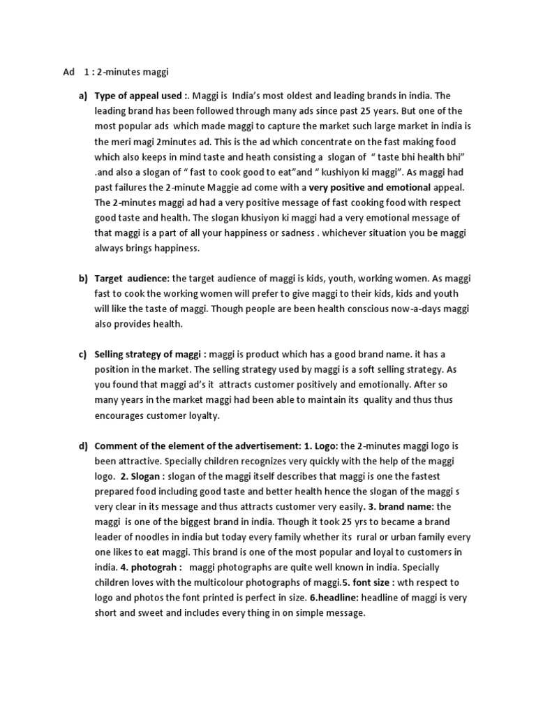 Maggi | PDF | Advertising | Target Audience