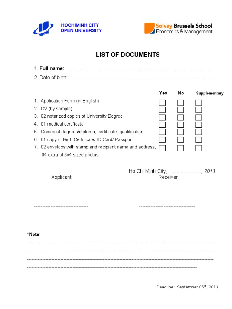 Application Checklist for Students | PDF | Social Science | Law