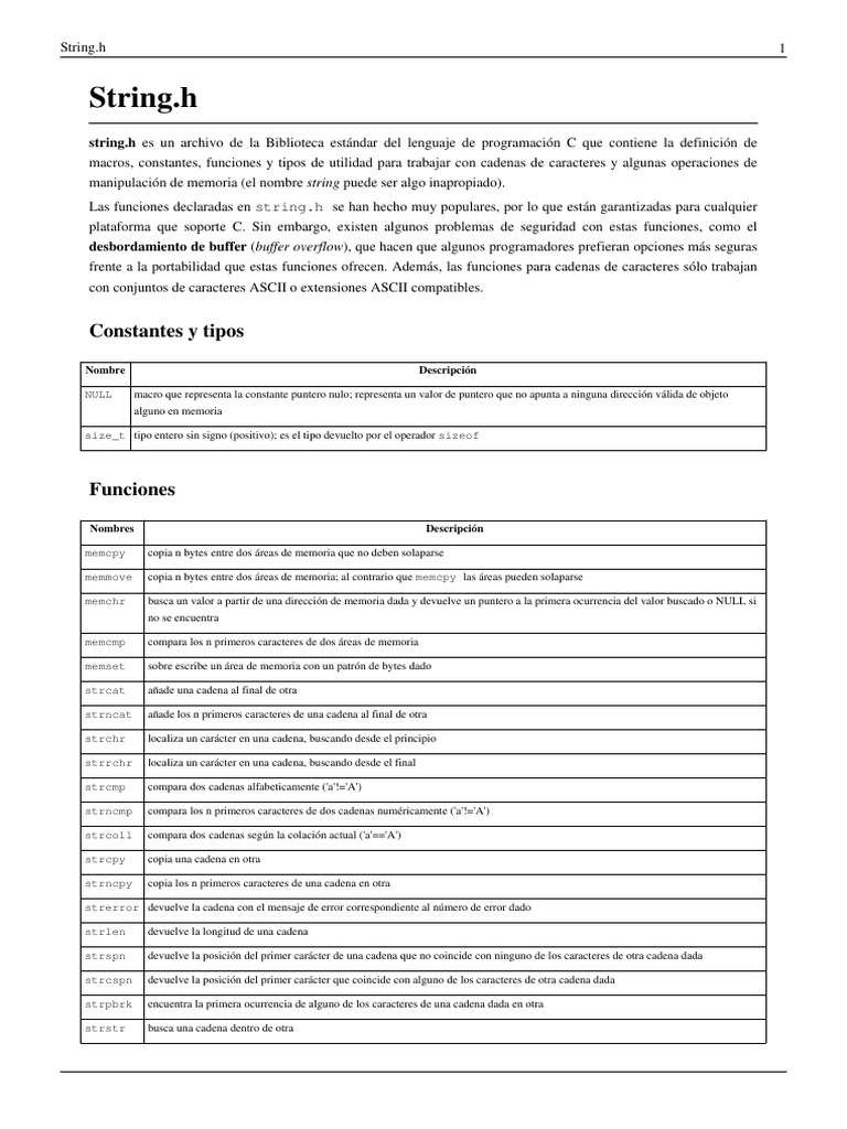 String H PDF | PDF | Puntero (Programación de computadora) | Cadena ...
