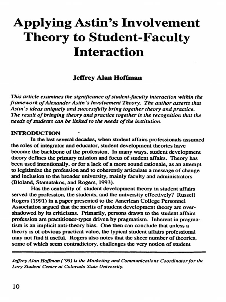 Astin Theory | PDF | Student Affairs | Quantitative Research