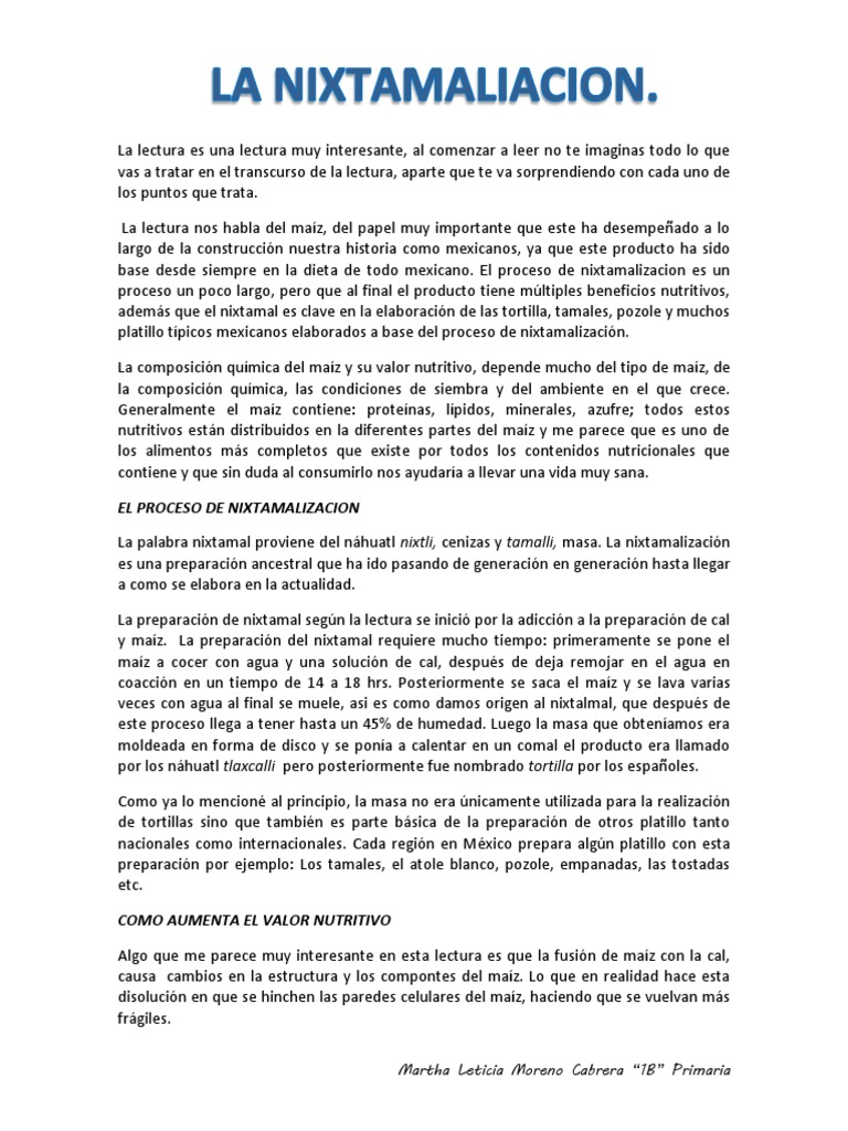 La Nixtamalizacion | PDF | Maíz | Comida y bebida
