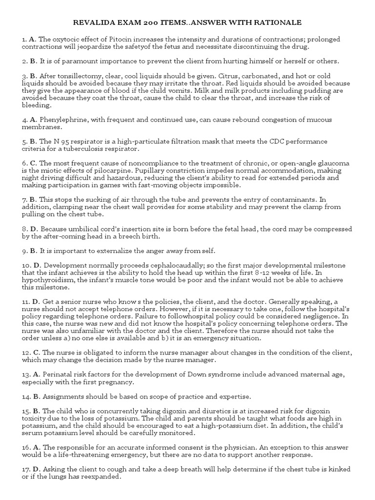 REVALIDA EXAM 200 Answers With Rationale | PDF | Fetus | Pregnancy