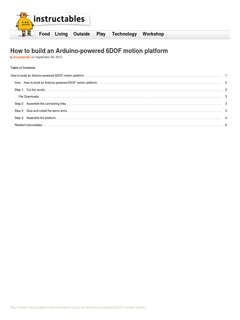 How To Build An Arduino Powered 6DOF Motion Platfo | PDF | Screw | Machines
