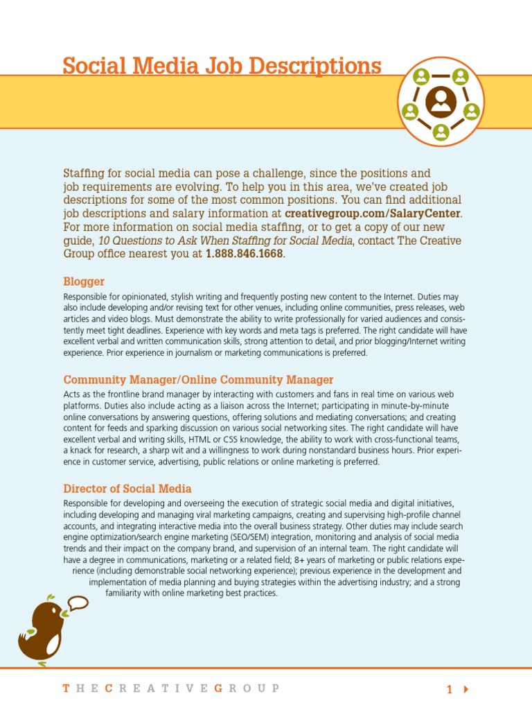 Social Media Job Description | PDF | Search Engine Marketing | Social Media