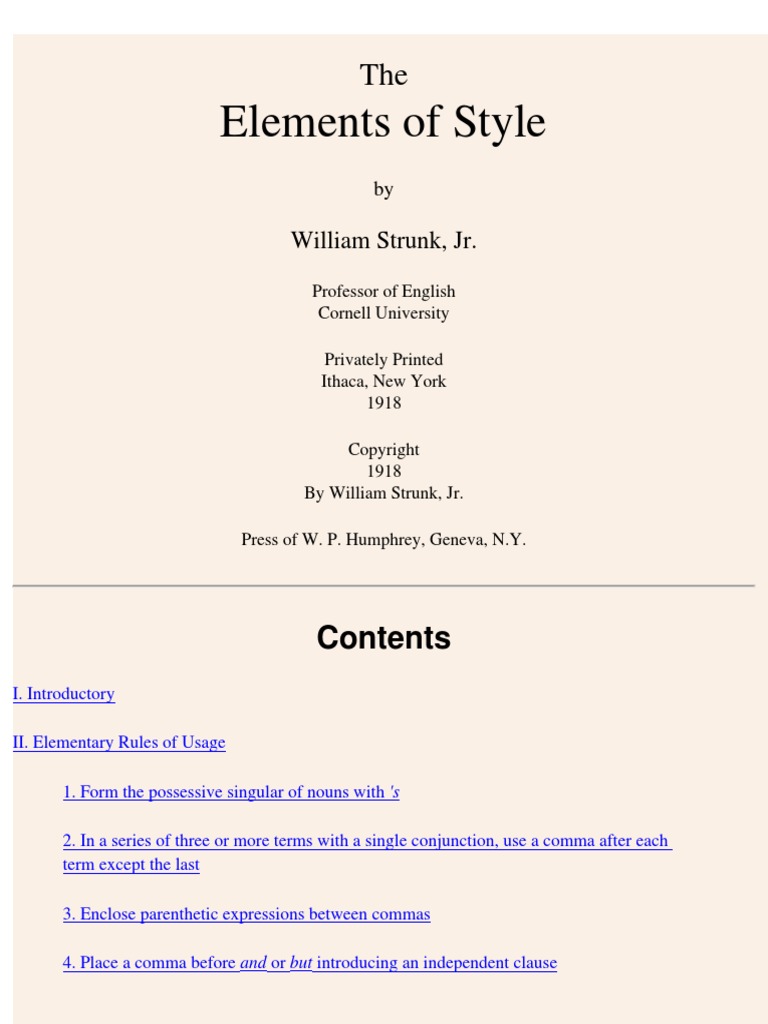 William Strunk JR., E.B. White The Elements of Style, Fourth Edition ...