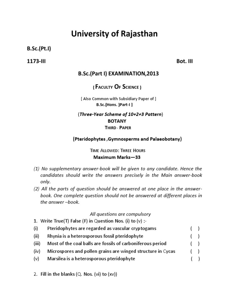 BOTANY THIRD - PAPER (Pteridophytes, Gymnosperms and Palaeobotany ...