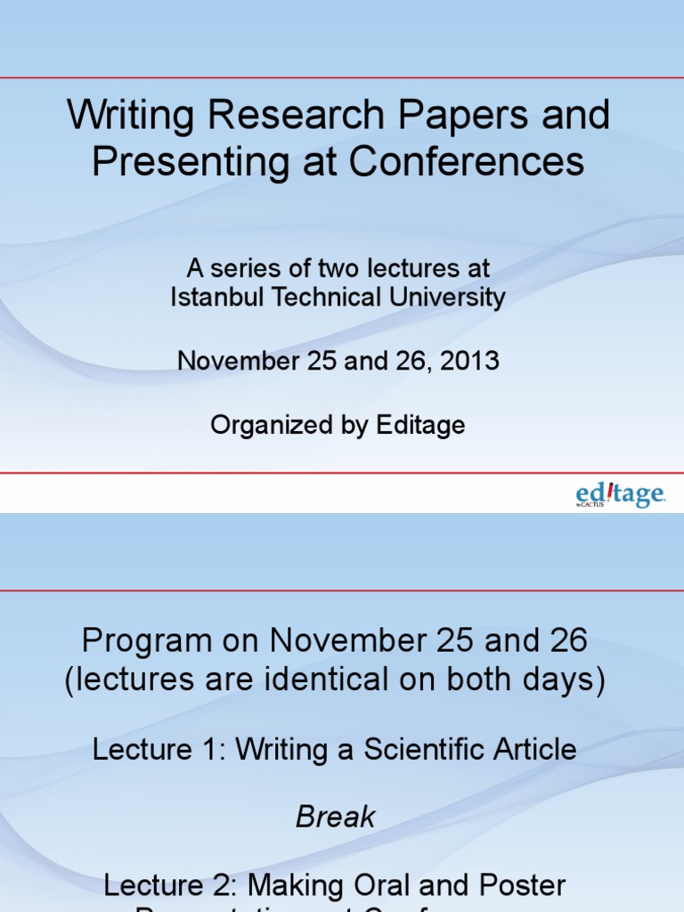 Writing Research Papers and Presenting at Conferences | PDF | Lecture ...