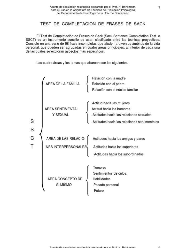 Interpretación Del Test de Sacks | PDF | Asunto (gramática) | Sicología