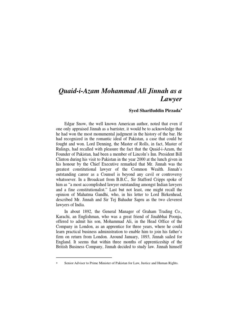 Jinnah As Lawyer | PDF | Muhammad Ali Jinnah | Barrister