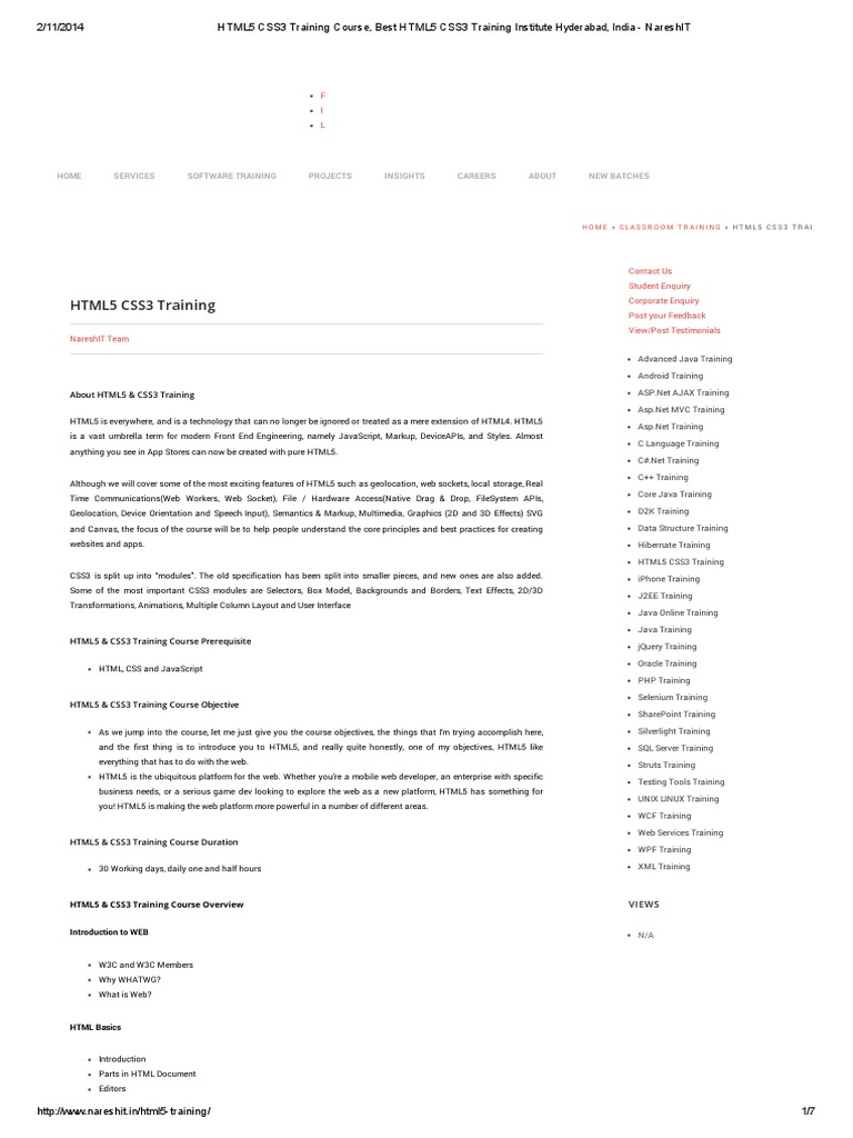 HTML5 CSS3 Training Course, Best HTML5 CSS3 Training Institute ...