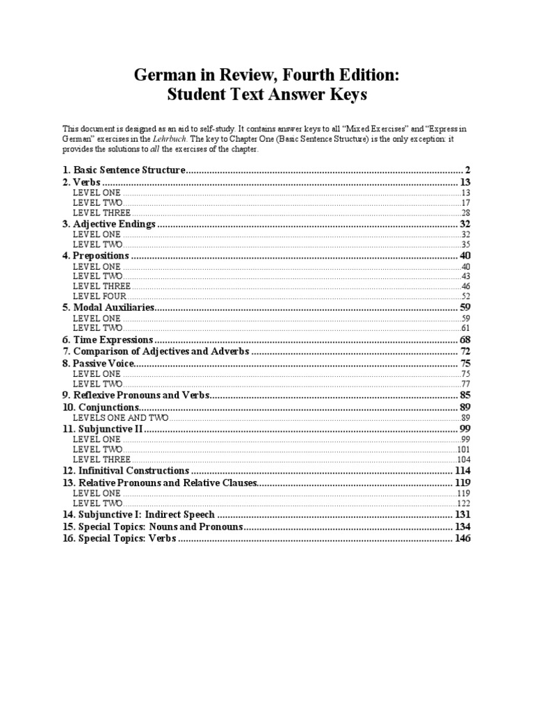 German in Review Answer Keys | PDF | English Grammar | Linguistic ...